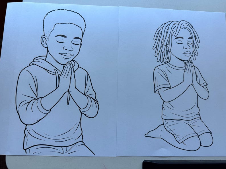 Black Boy Praying Coloring Pages | Christian Kids Activity (PDF ...