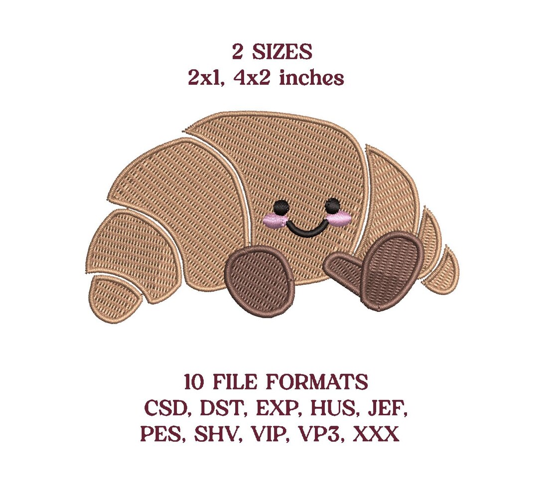 Kawaii Croissant Embroidery Design File - Etsy