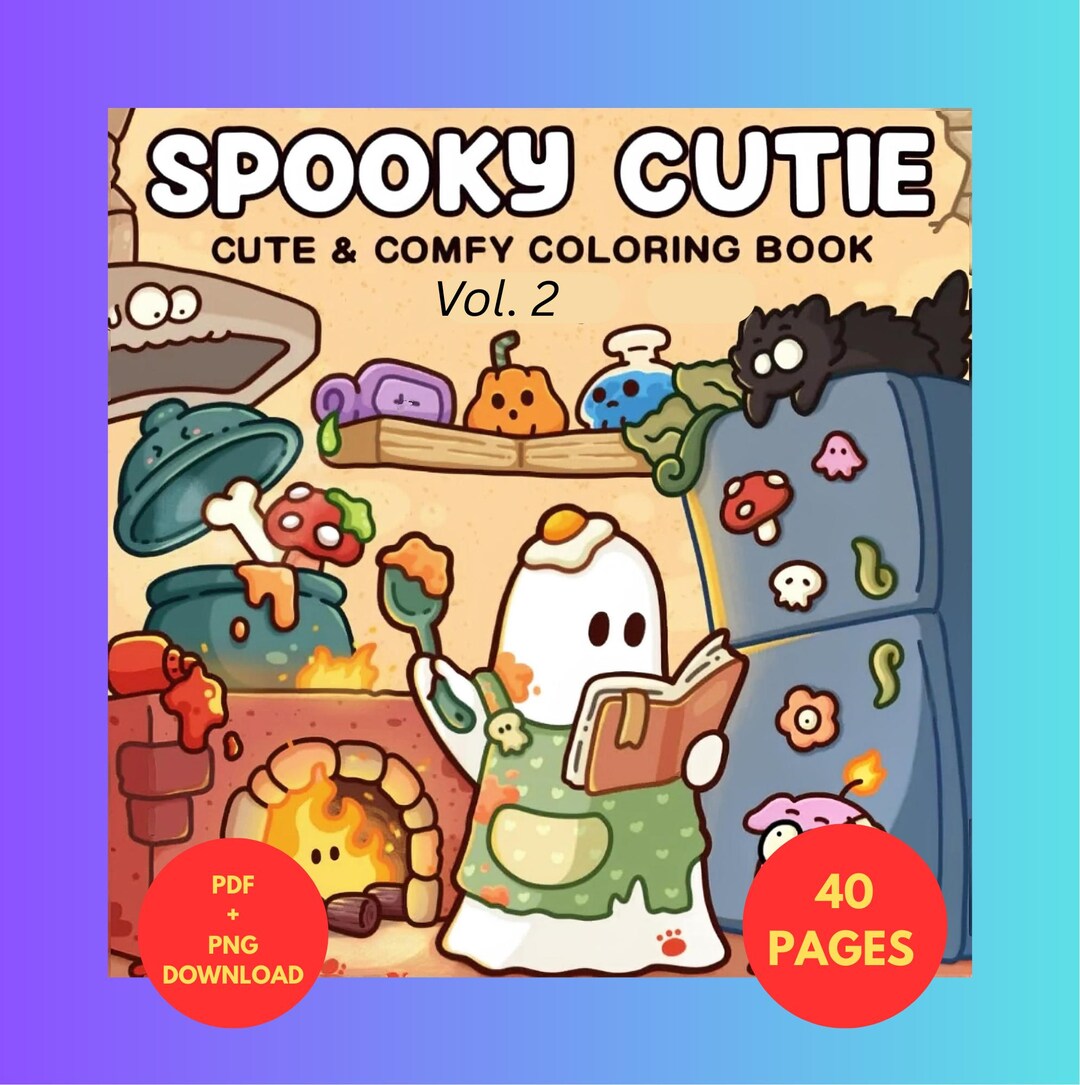 Spooky Cutie Vol 2 Coloring Book PDF+PNG | Cute & Cozy Halloween ...