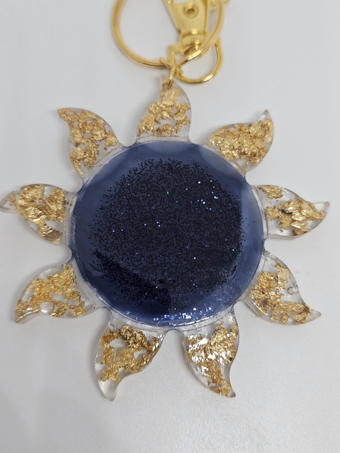 Sunflower Gold Leaf Keychain - Etsy