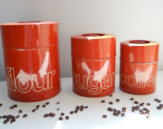 Burnt Orange Kitchen Canisters Set of Three - Etsy
