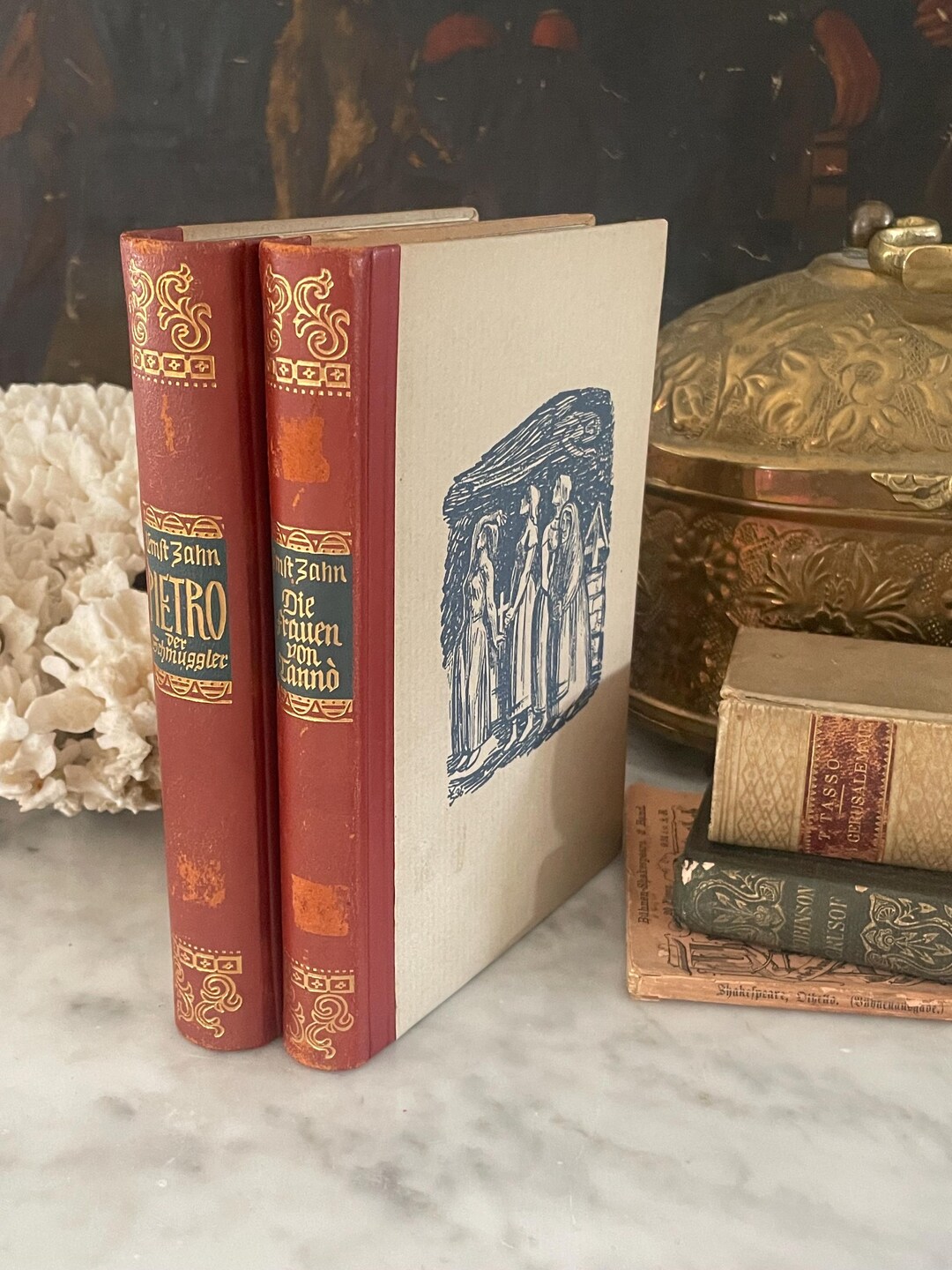 Antique Leather German Books. Rare Vintage Novels. Instant Library ...
