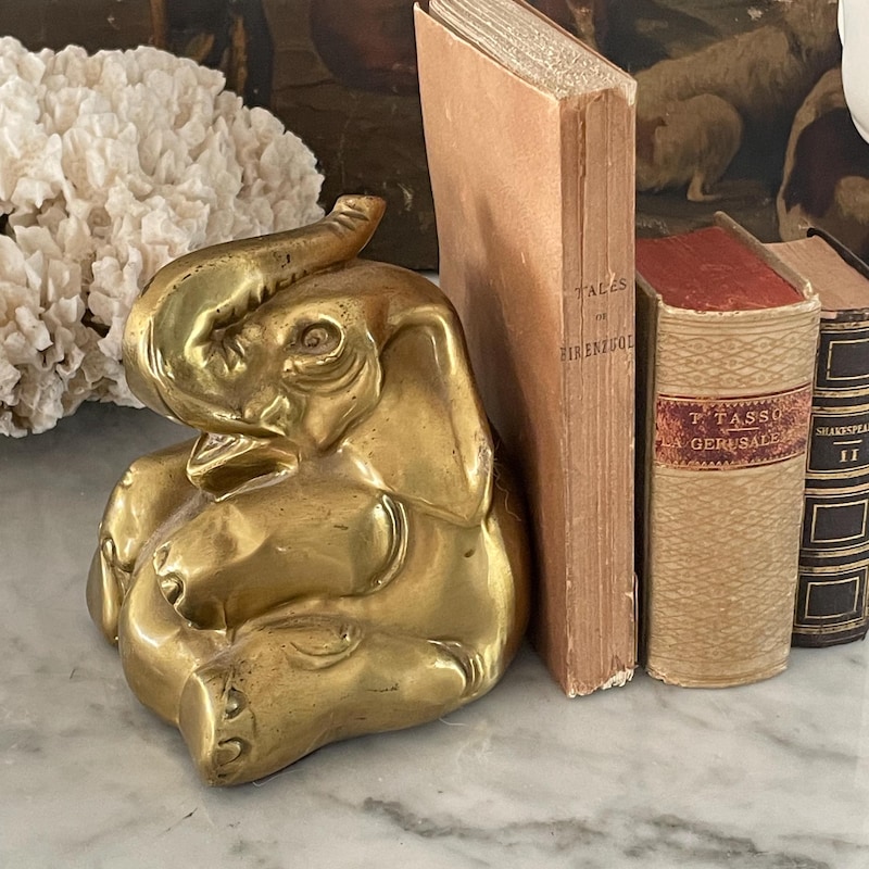 Elephant Brass Bookends - Etsy
