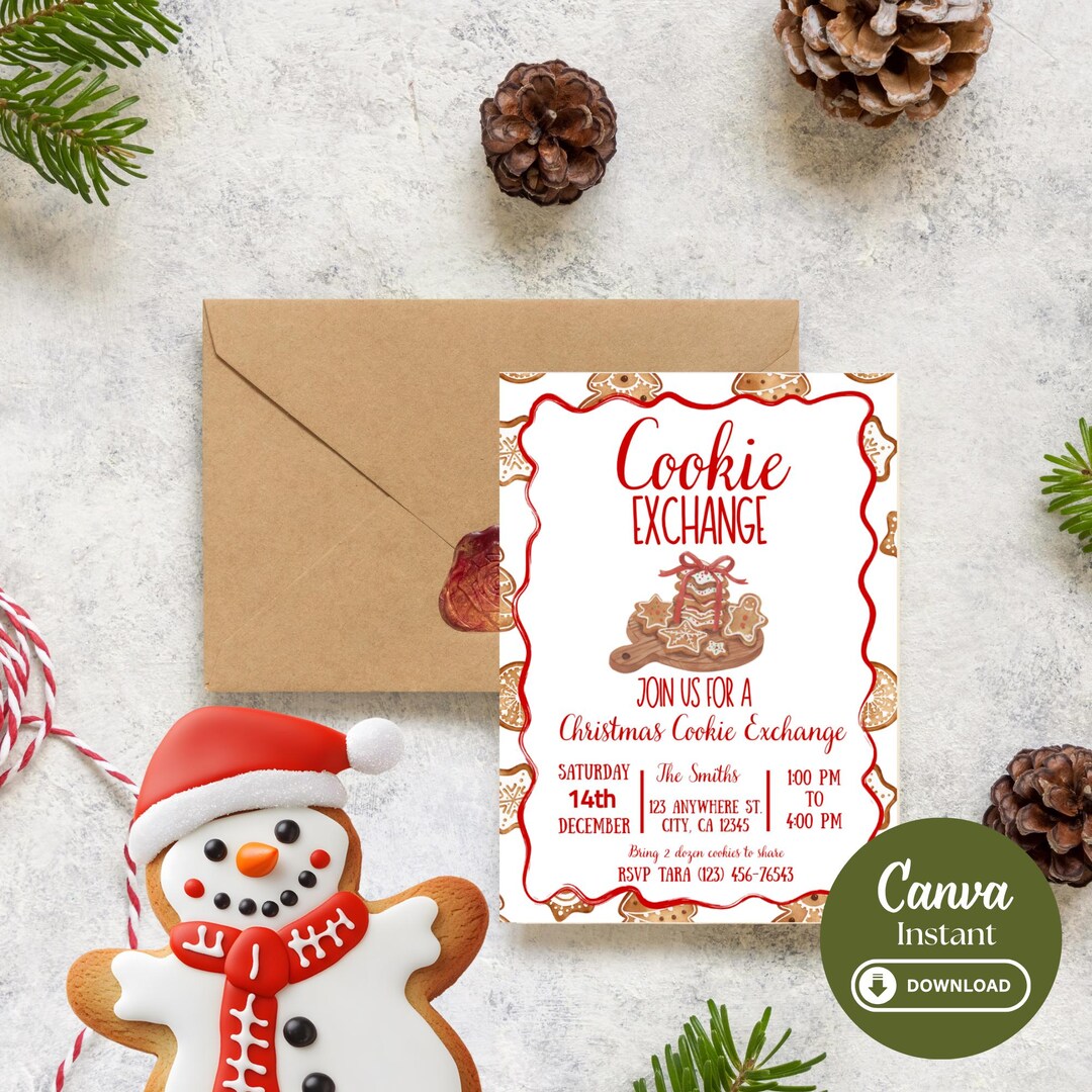 Editable Cookie Exchange Invitation – Christmas Cookie Swap Instant ...