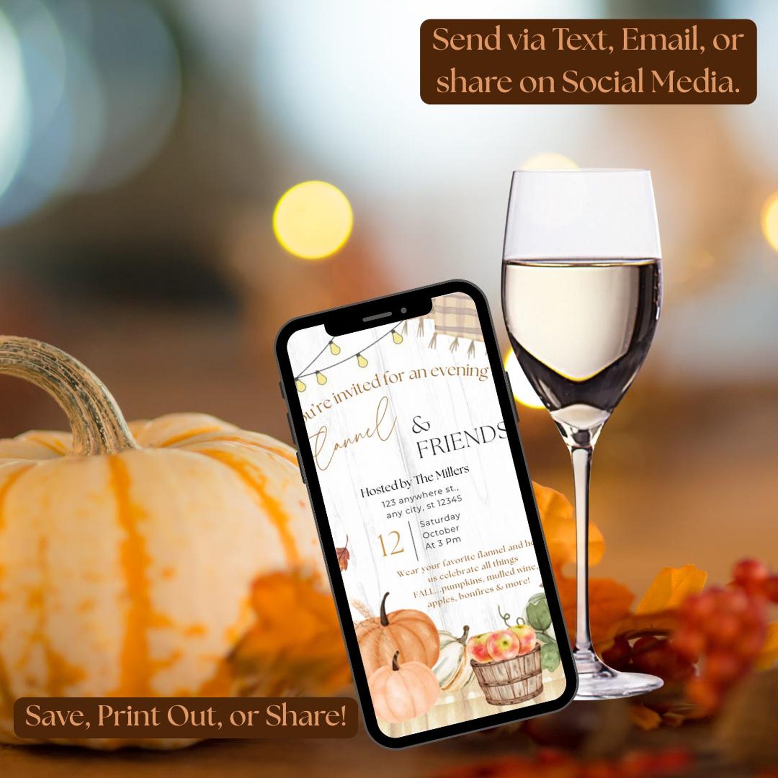 Fall Party Invitation | Flannel & Friends Invite | Autumn Gathering ...