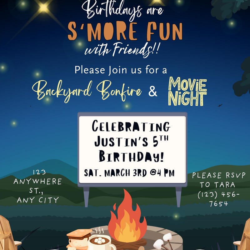 Camp Movie Night Invitation - Etsy