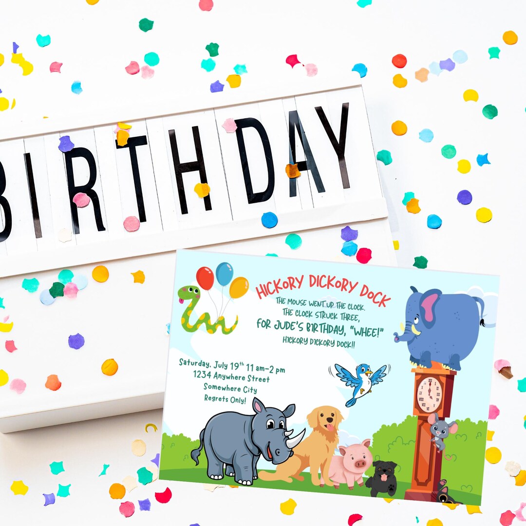 Hickory Dickory Dock Party Invitation – Digital Download - Etsy