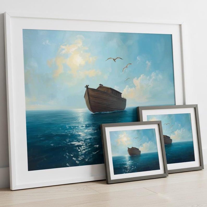 Noah's Ark Print: Holy Embrace Oil Painting, Christian Home Decor - Etsy