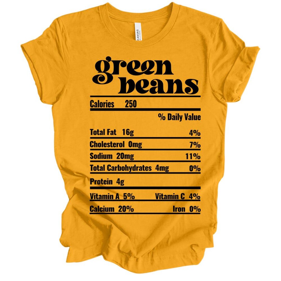 Funny Green Beans Nutrition Label PNG | Food Humor Shirt Design ...