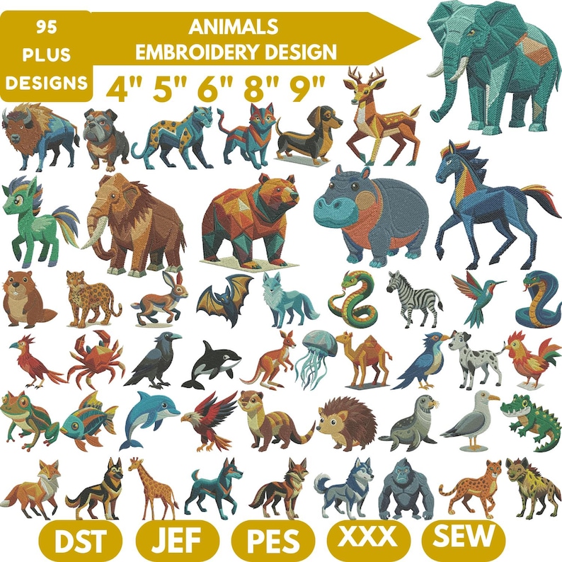 Farm Animal Machine Embroidery Design Bundle Zoo Baby Animals ...