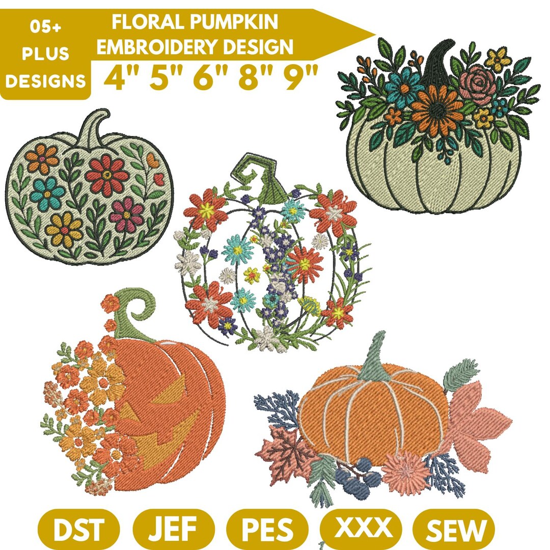 Fall Pumpkin Machine Embroidery Designs Bundle Autumn Pumpkin With ...