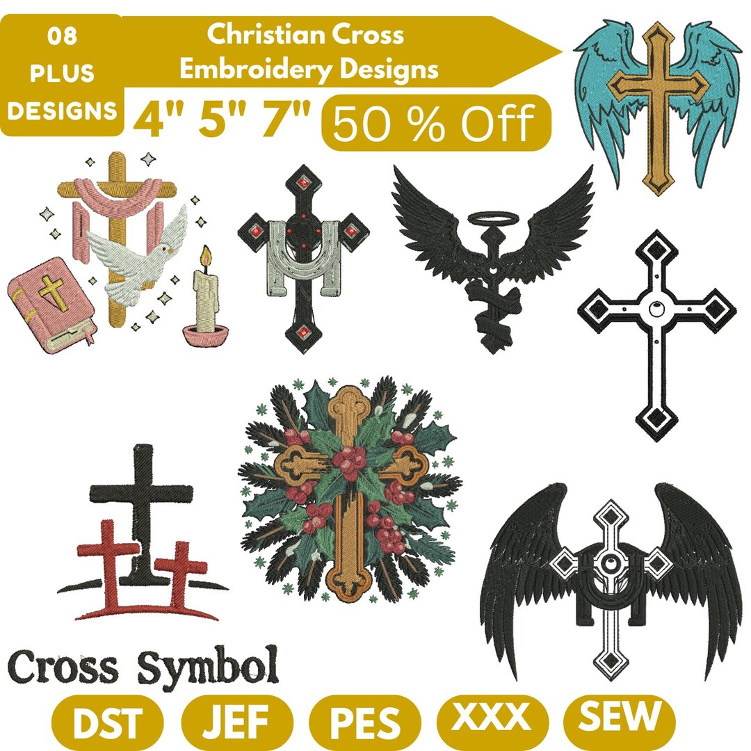 Easter Cross Embroidery Designs Bundle Christian Cross Machine ...