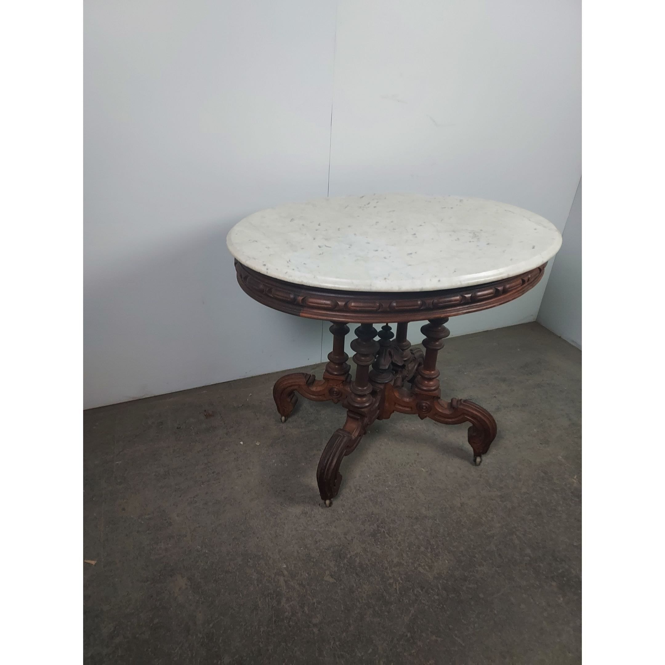 1850,s Oval Walnut And Marble Top Parlour Table # 191281 Shipping is ...