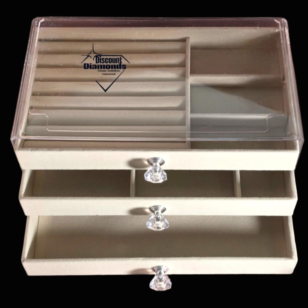 Beige Jewelry Box/organizer With Crystal Knobs - Etsy