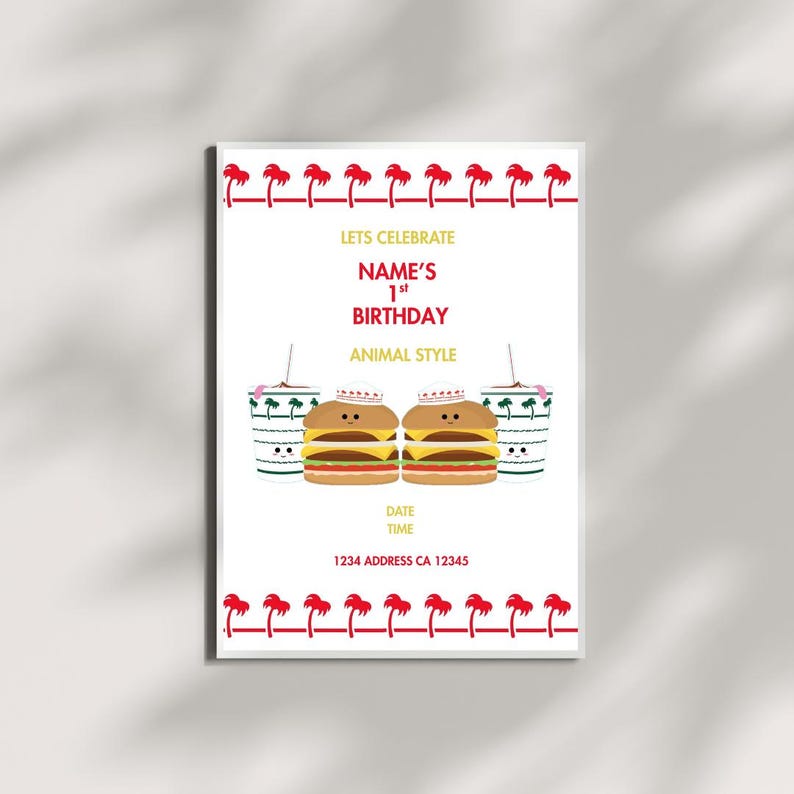 In N Out Poster / Invitation Card for Birthday Parties - Etsy