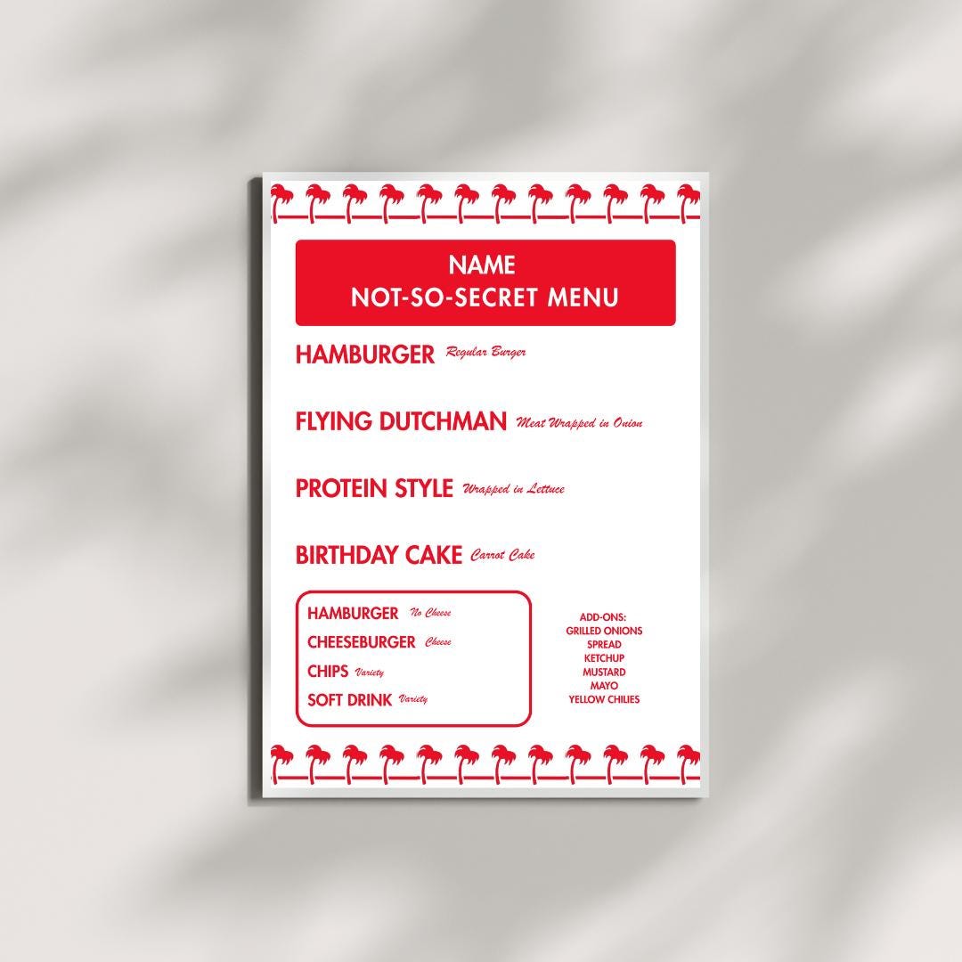 In N Out Menu Poster Card Invitation - Etsy