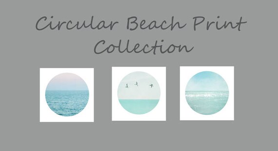 Circular Turquoise Beach Decor Ocean Art Set of 3 Circular | Etsy