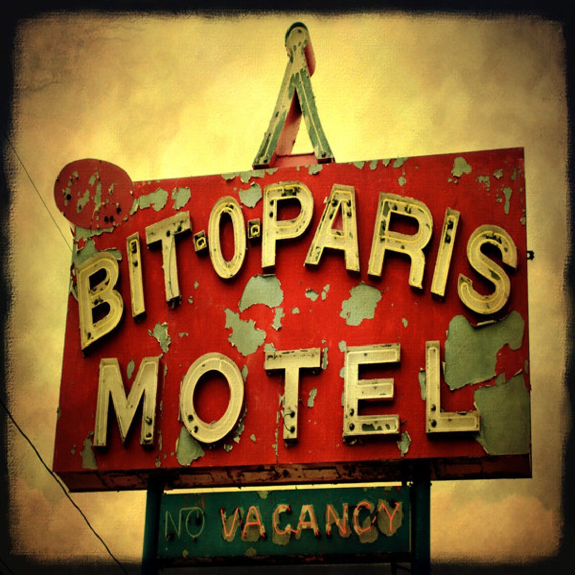 Retro Motel Sign Photograph Funky Retro Paris Wall Art - Etsy