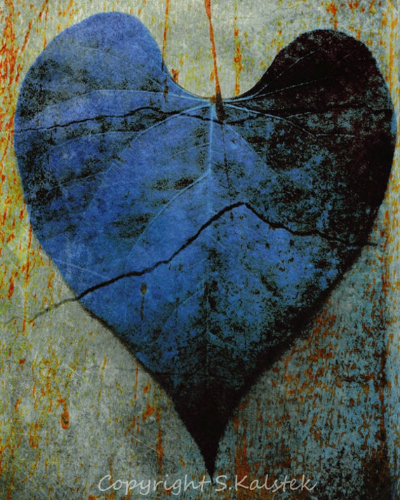 Items similar to Heart Photograph Blue Photography Dark Heart Print ...