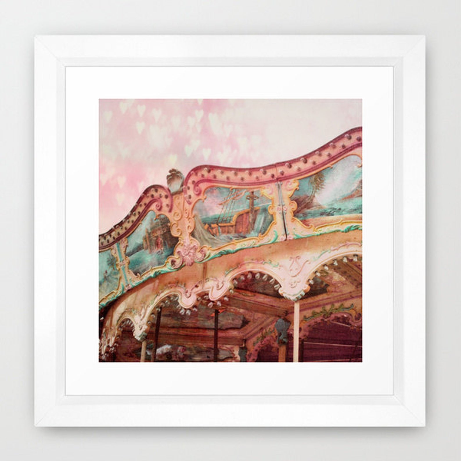 Carousel Photograph Pink Bokeh Hearts Print Dreamy Pink - Etsy