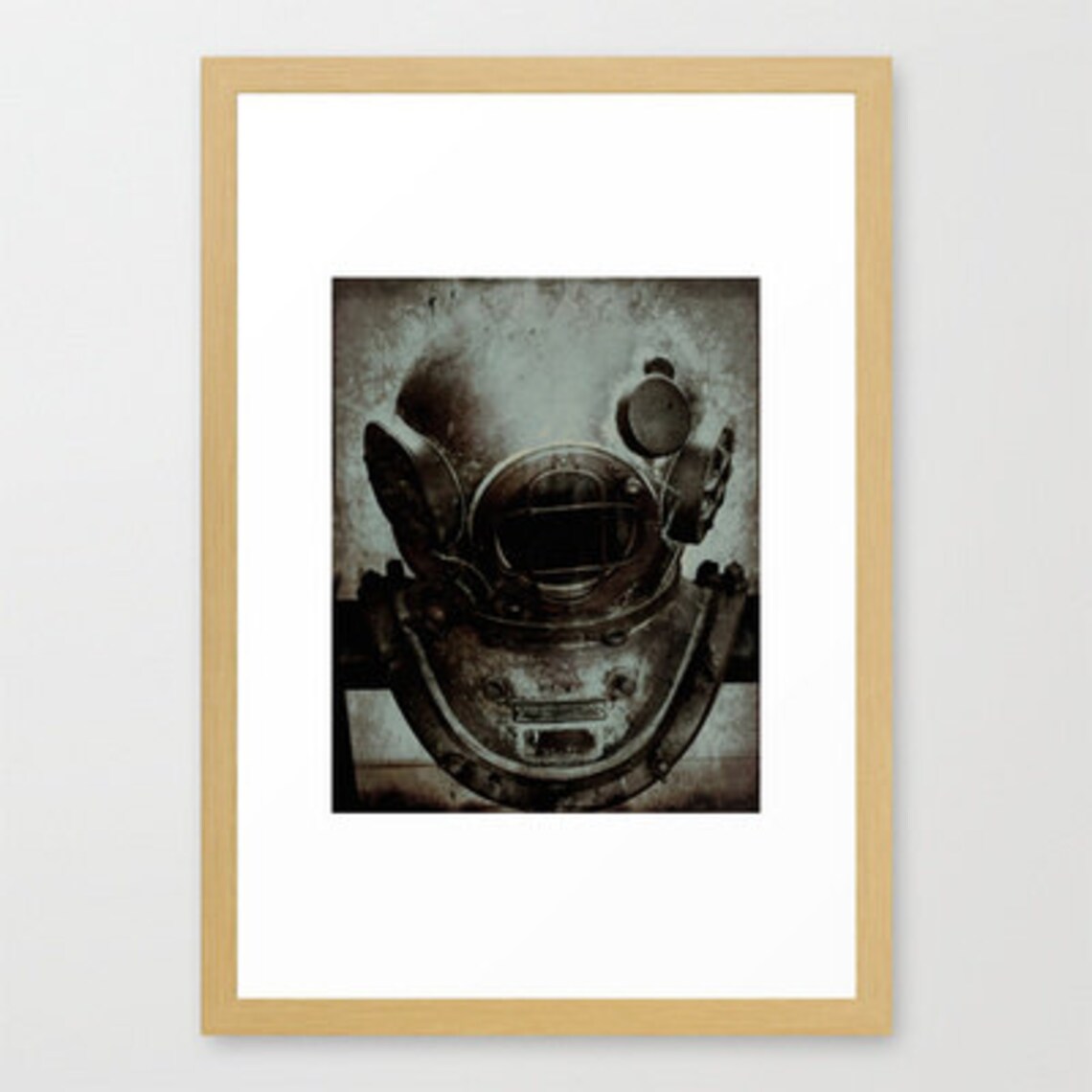 Steampunk Captain Nemo Photograph Vintage Diving Mask Sepia Muted Blue ...