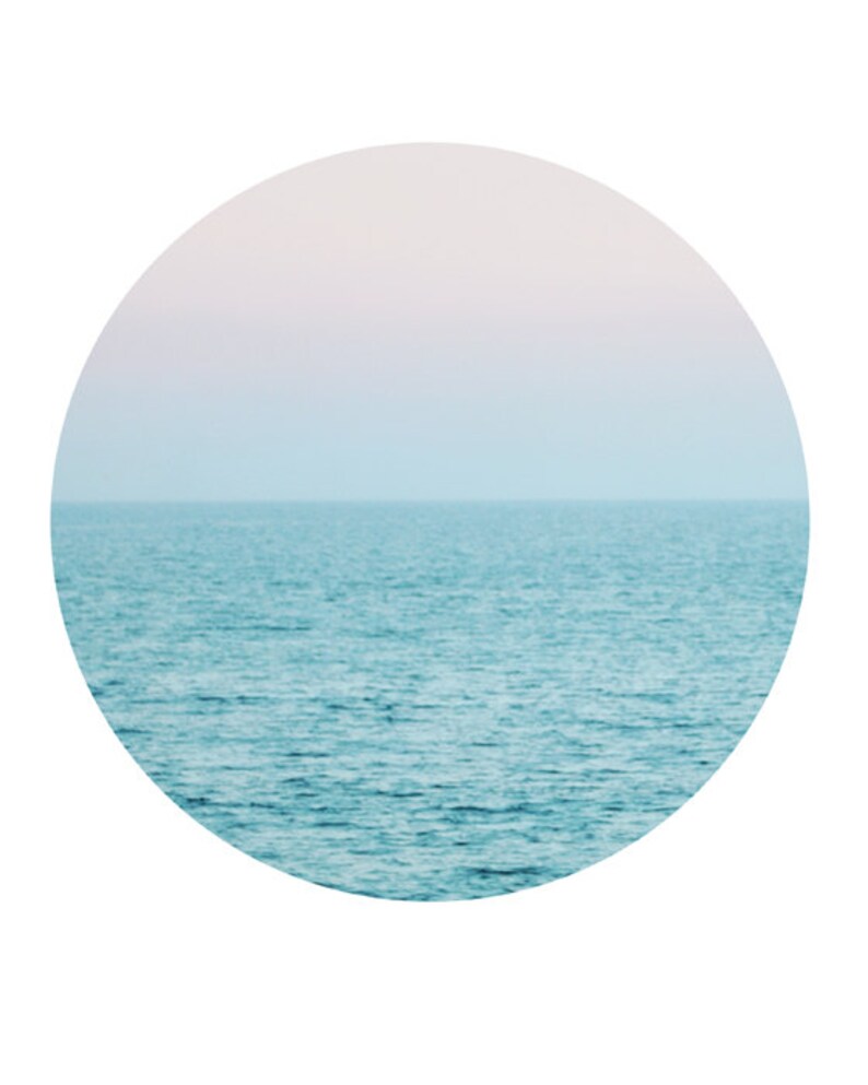 Circular Photograph, Modern Ocean Circle Photograph, Ocean Water ...