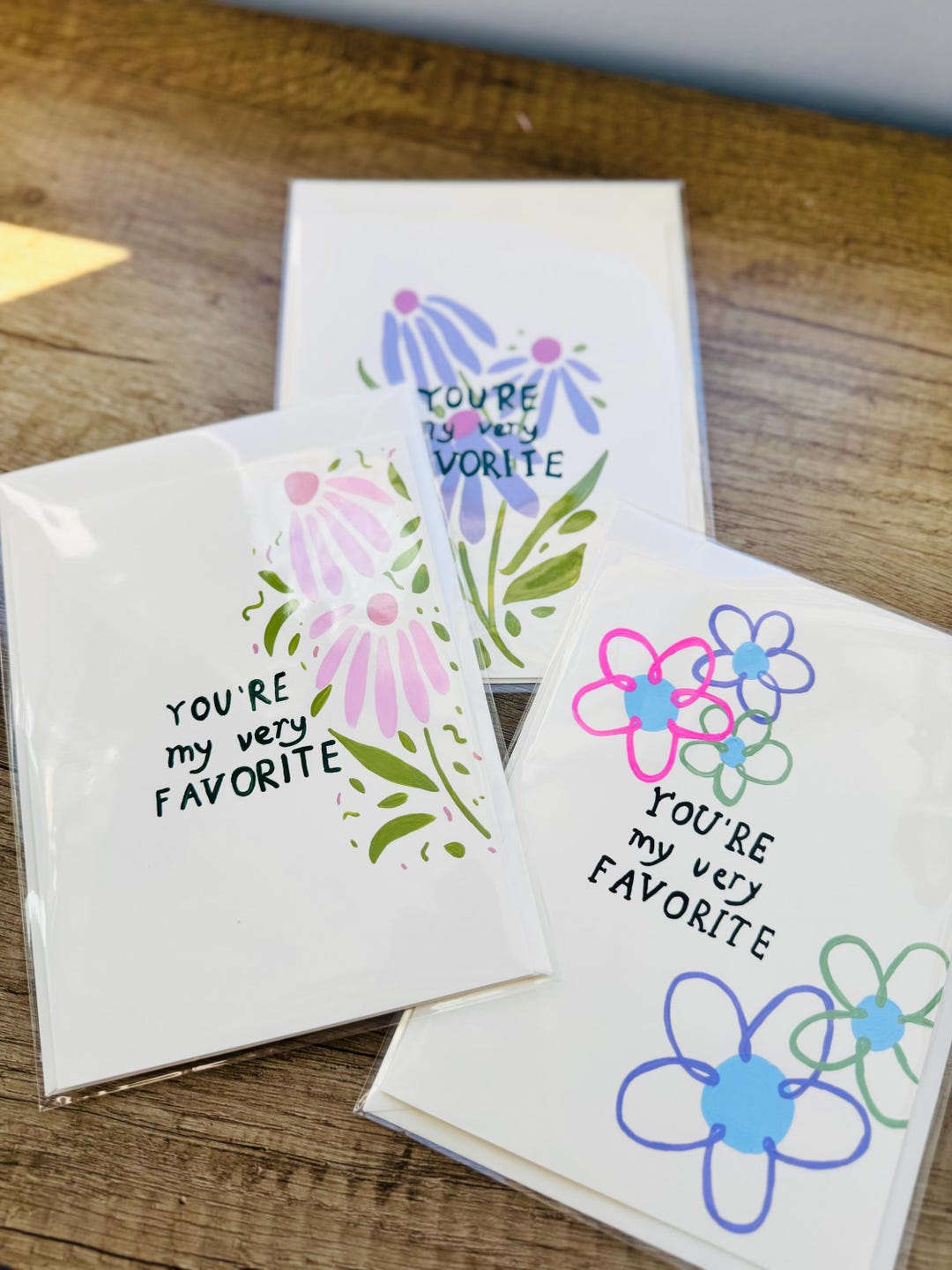 Handmade You're My Favorite Cards - Floral Design - Blank Inside - Etsy