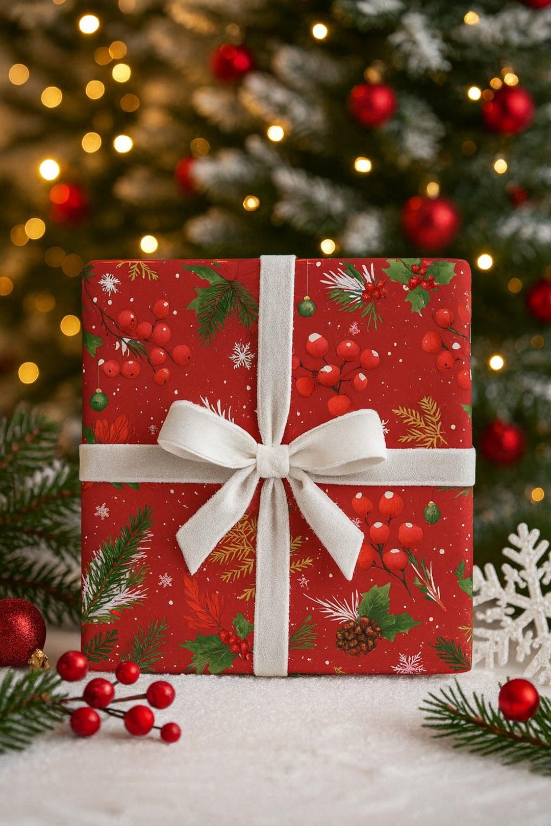 Cranberries Christmas Wrapping Paper | Wrapping Paper Roll | Holiday ...