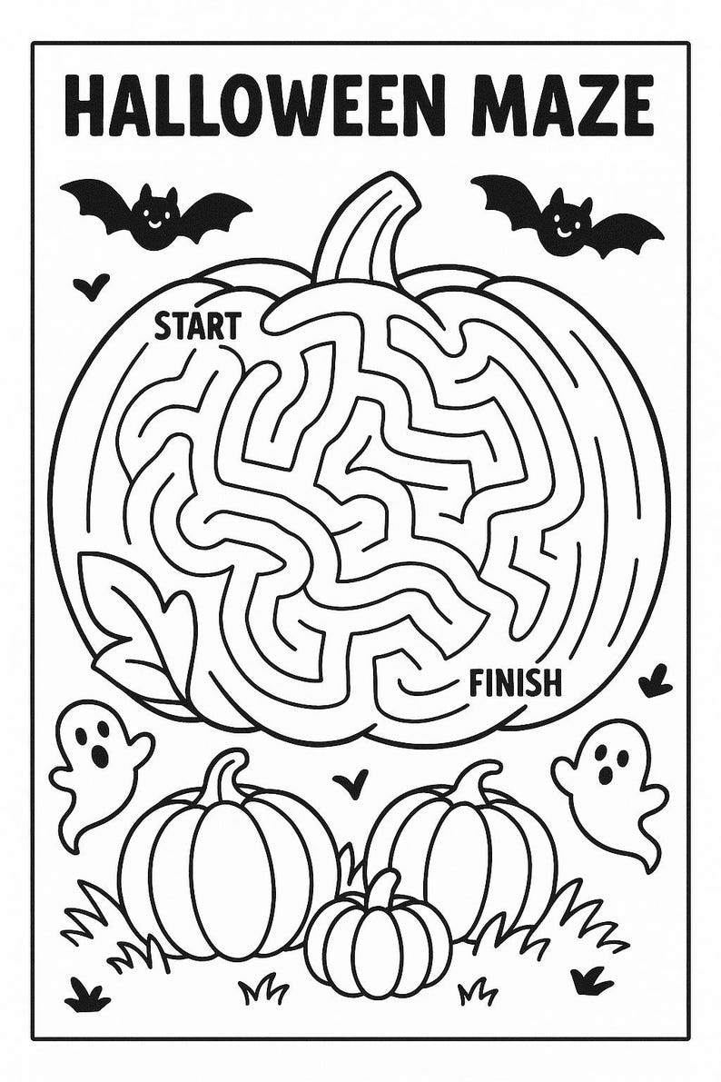 Halloween Activity Book for Kids: Coloring Pages, Mazes, Word Search ...
