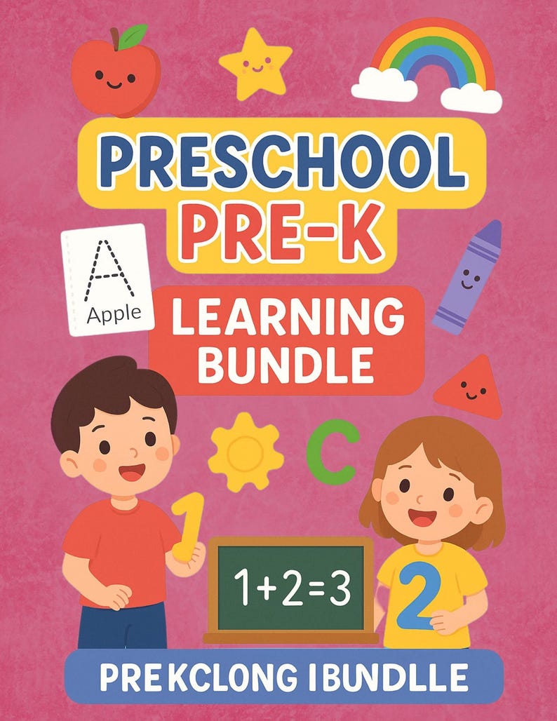 Preschool Learning Bundle: Alphabet, Numbers, Shapes, Colors (PDF ...