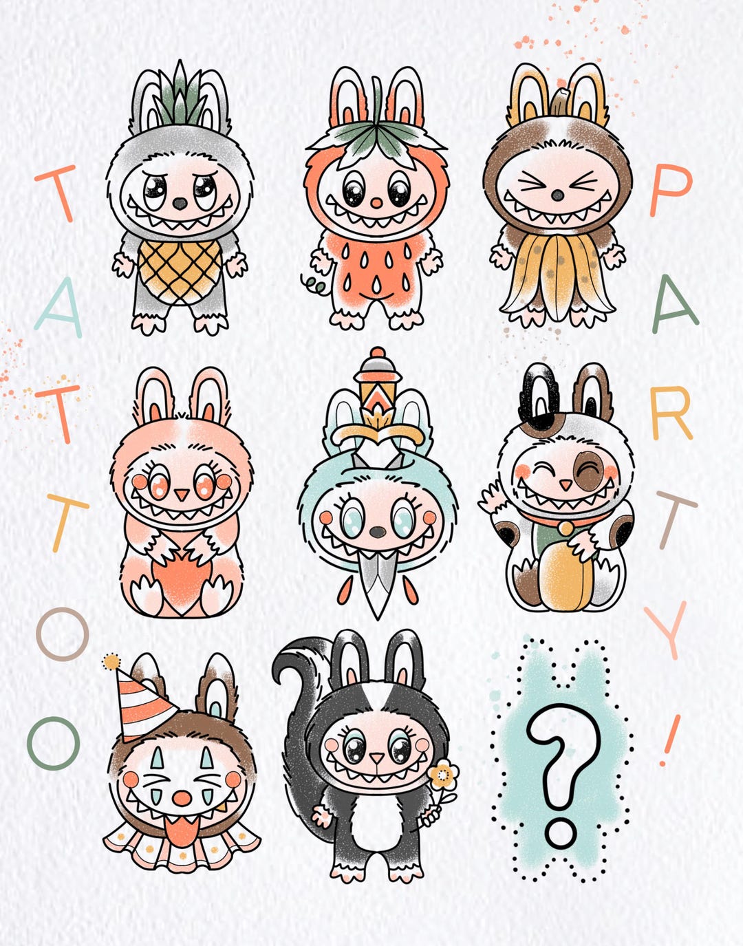 LABUBU TATTOO PARTY Poster and Flash 11x14 - Etsy