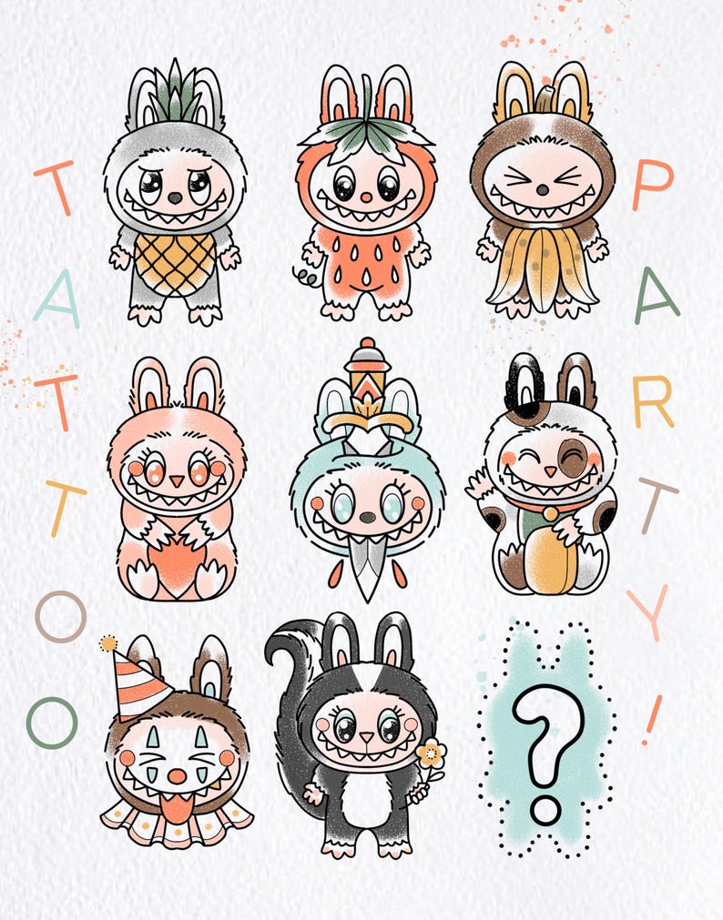 LABUBU TATTOO PARTY Poster and Flash 11x14 - Etsy