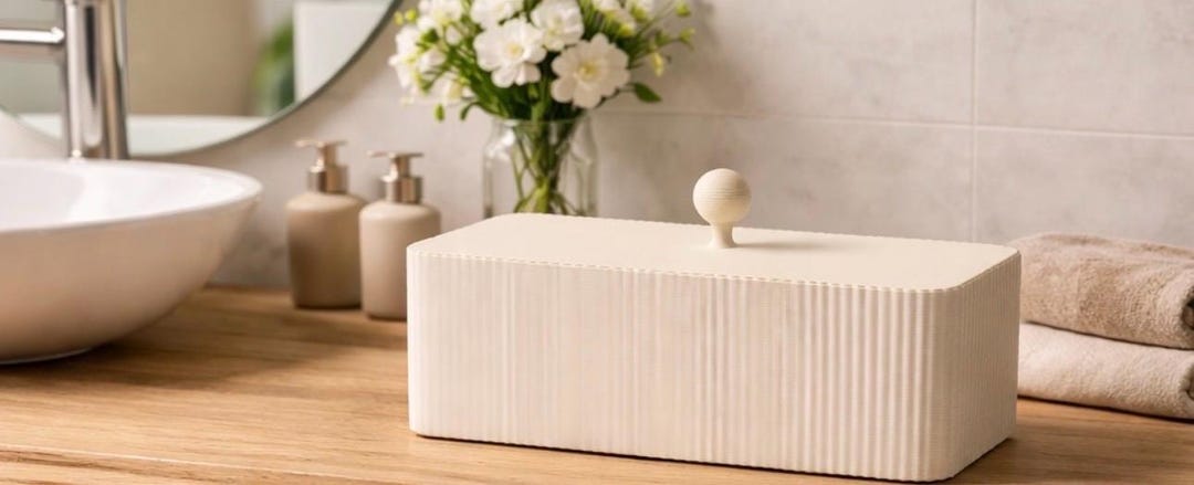 Modern Ribbed Bathroom Storage Box With Lid - Etsy