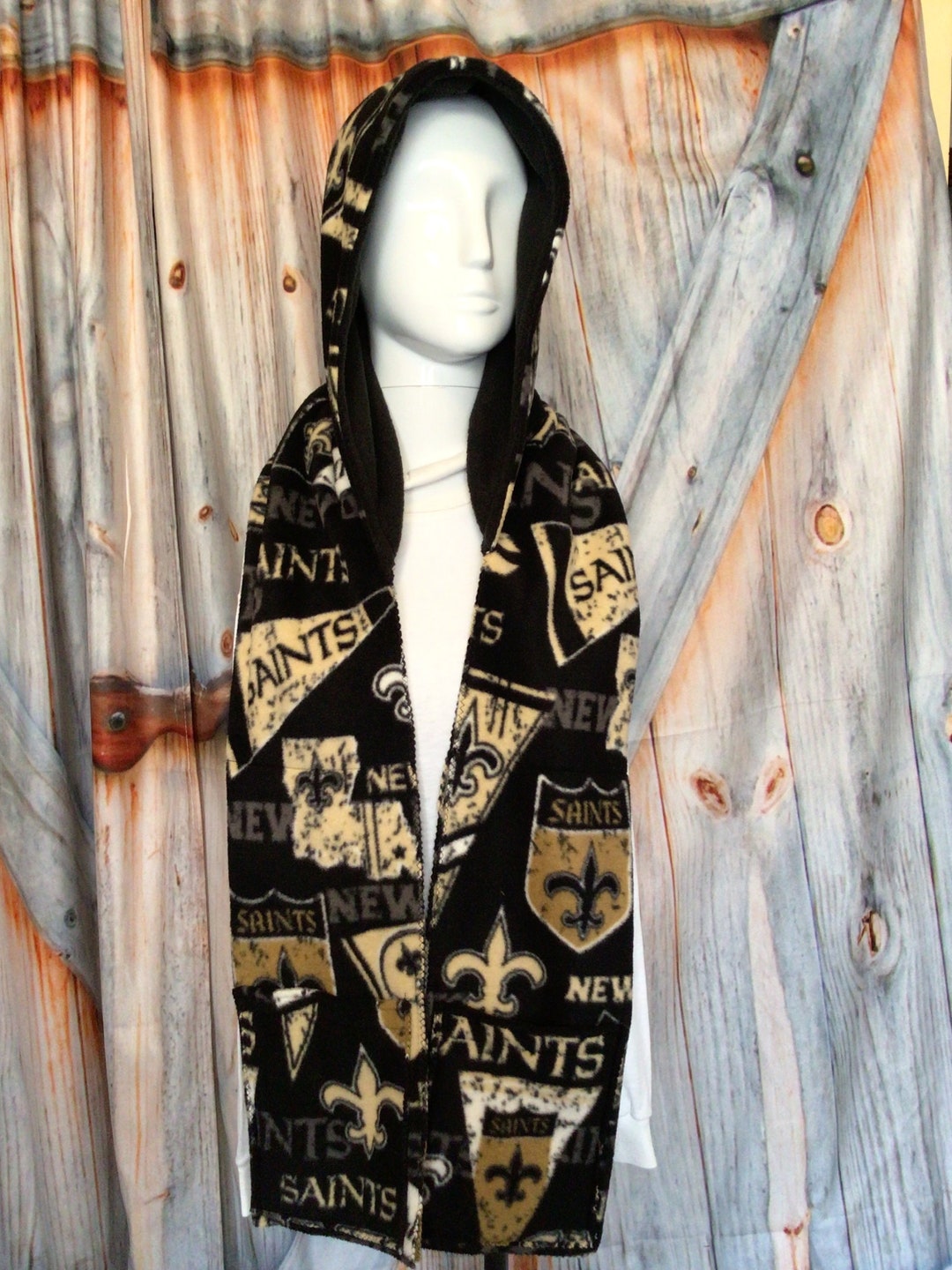 New Orleans Saints Hooded Fleece Hidden Pocket Scarf - Etsy