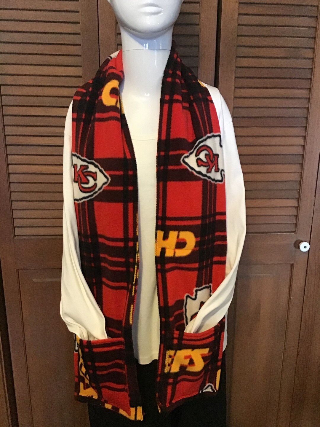 Kansas City Chiefs Plaid Fleece Hidden Pocket Scarf - Etsy