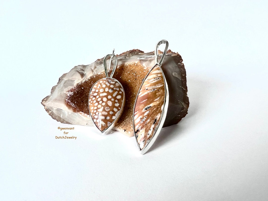 Fawn Skin Jasper Earrings, Silver, Ready to Ship - Etsy