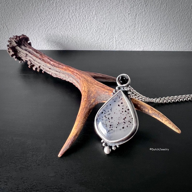 Montana Agate Obsidian Bullet Silver Pendant Unique Gift - Etsy