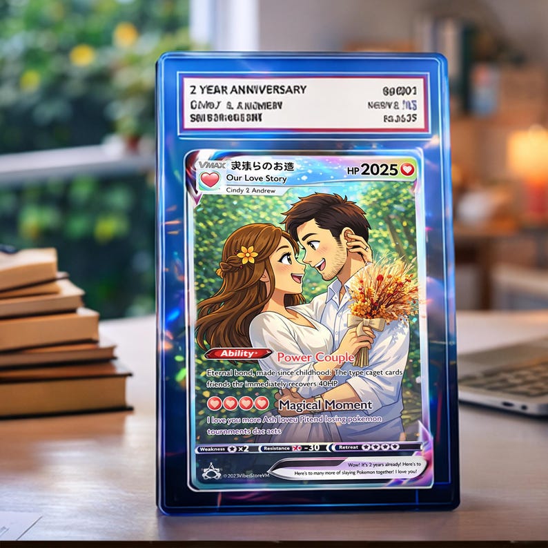 Custom Couple Photo Trading Card Pokemon Style Acrylic Block Plaque ...