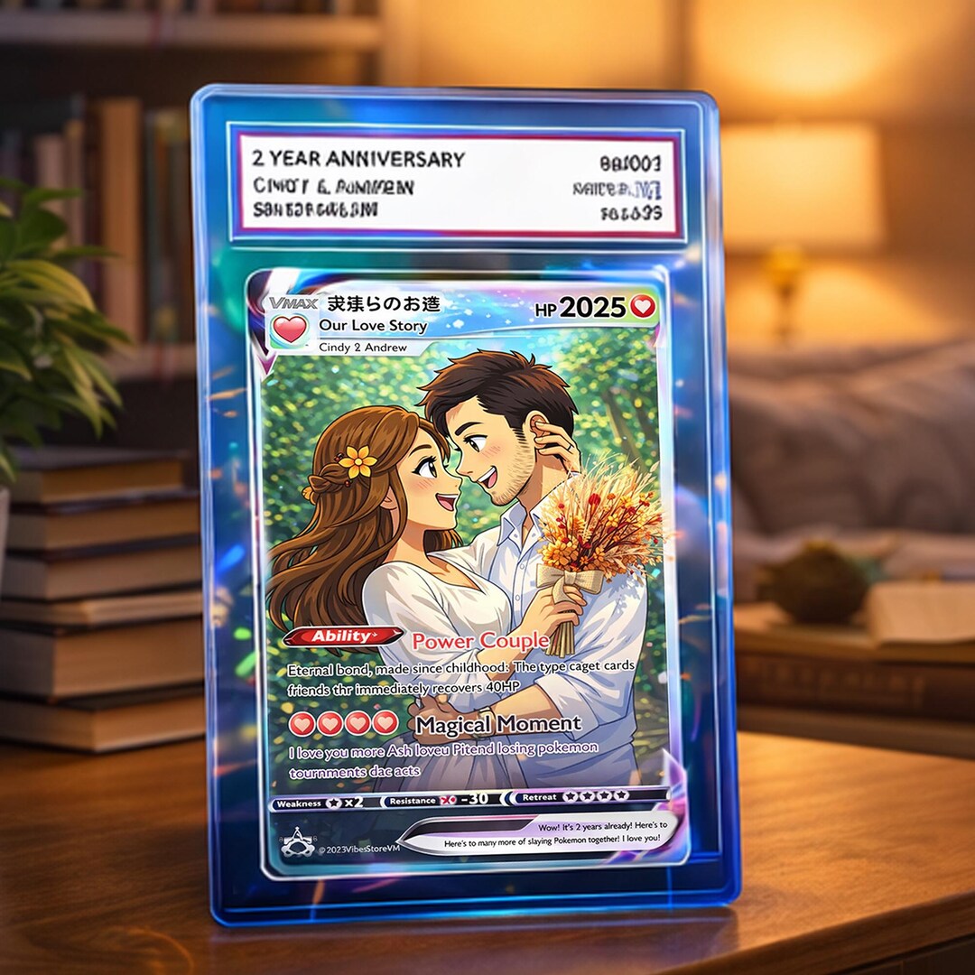 Custom Couple Photo Trading Card Pokemon Style Acrylic Block Plaque ...