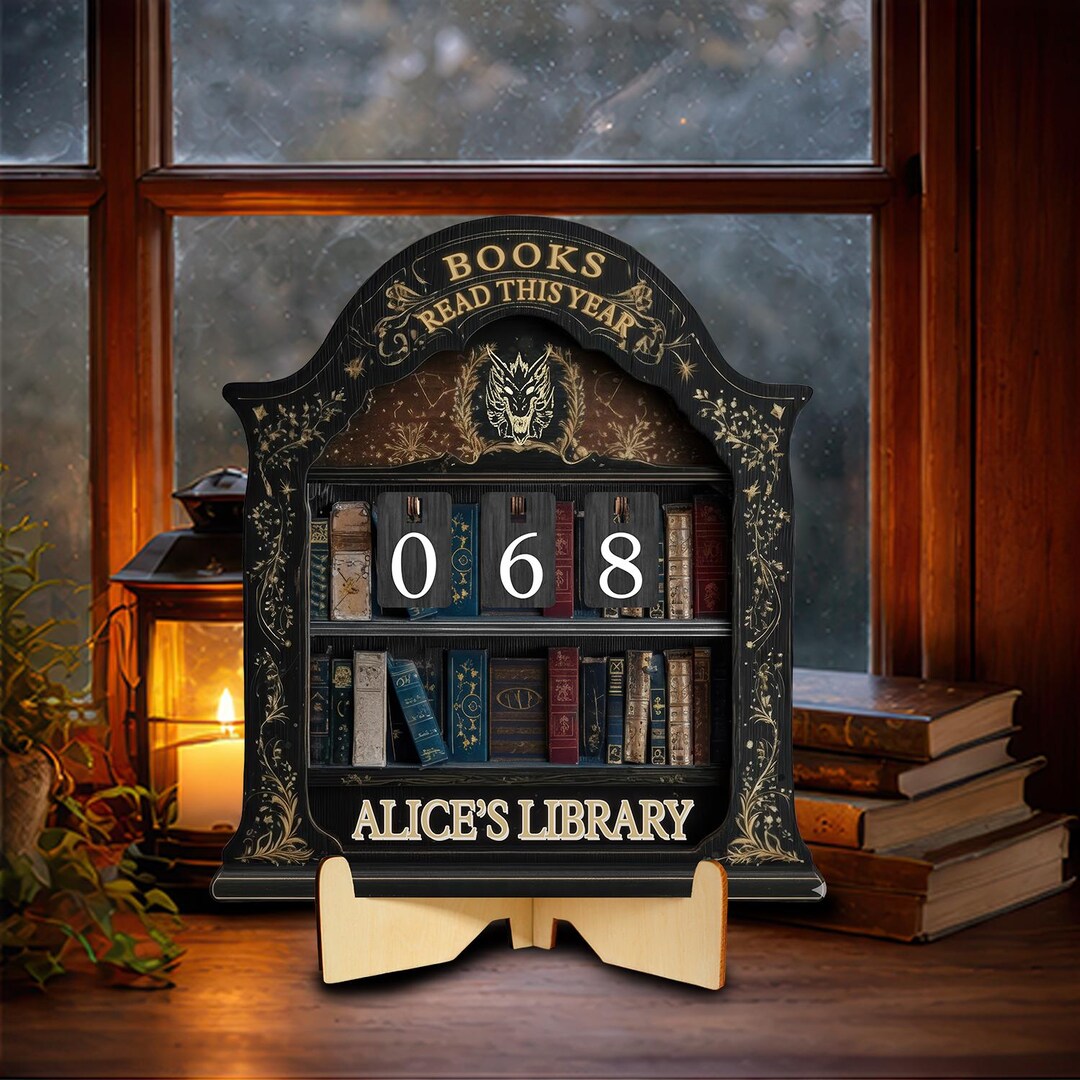 Vintage Book Read Tracker Sign, Personalized Book Lover Gift, Reading ...