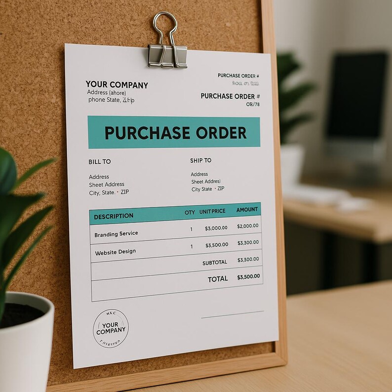 Editable Purchase Order Template | Business PO Form | Digital Download ...