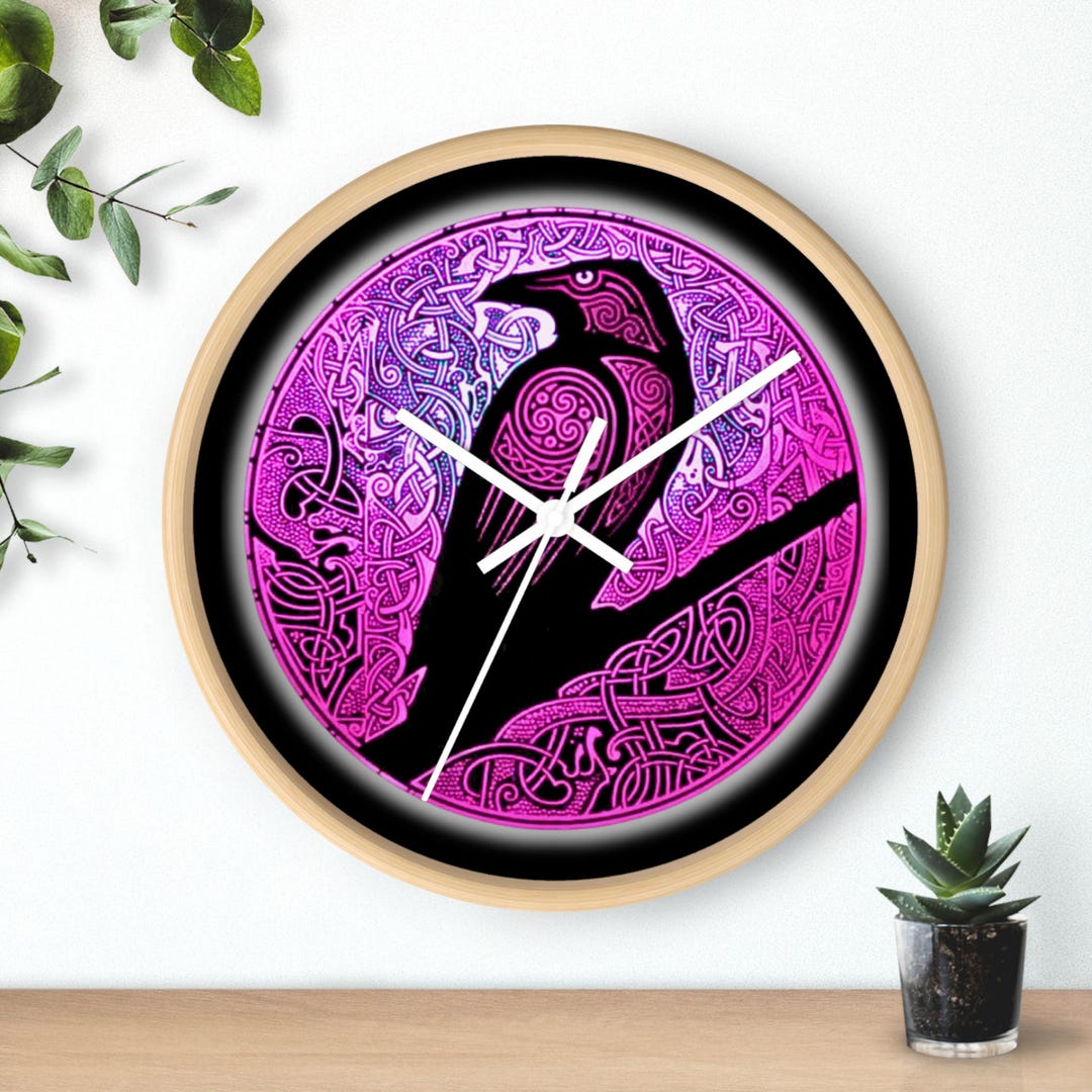 Norse Mystical Raven Wall Clock - Colorful Home Decor, Unique Gift for ...