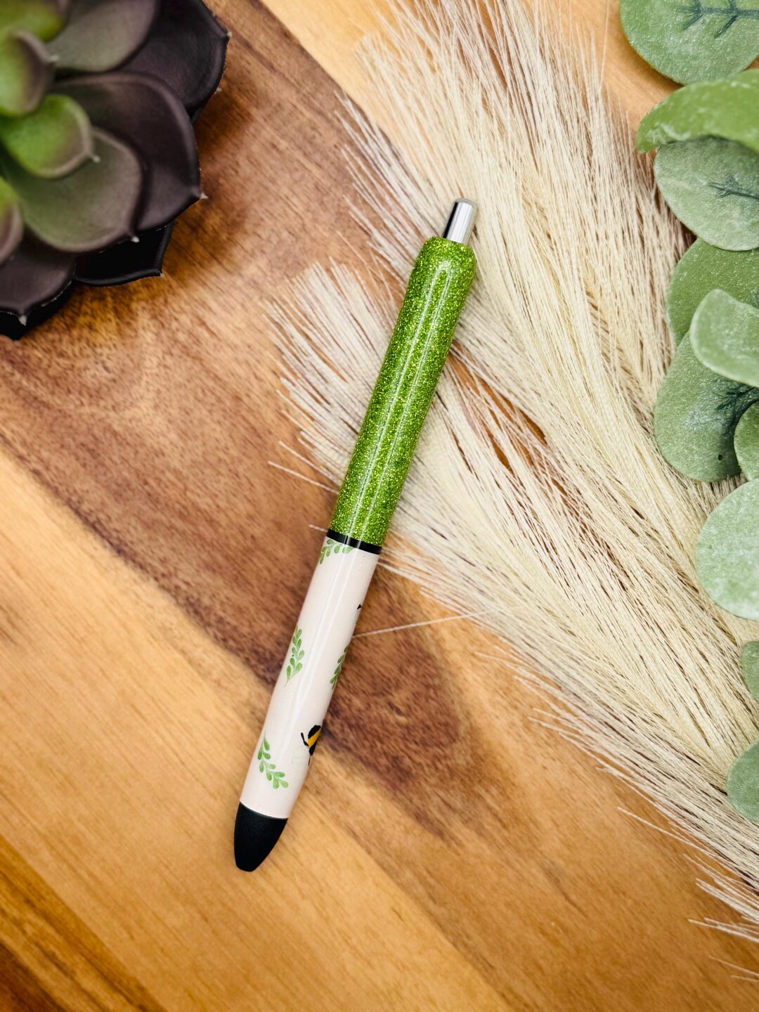 Bees and Leaf Gel Pen | Refillable Gel Pen | Glitter Pen - Etsy