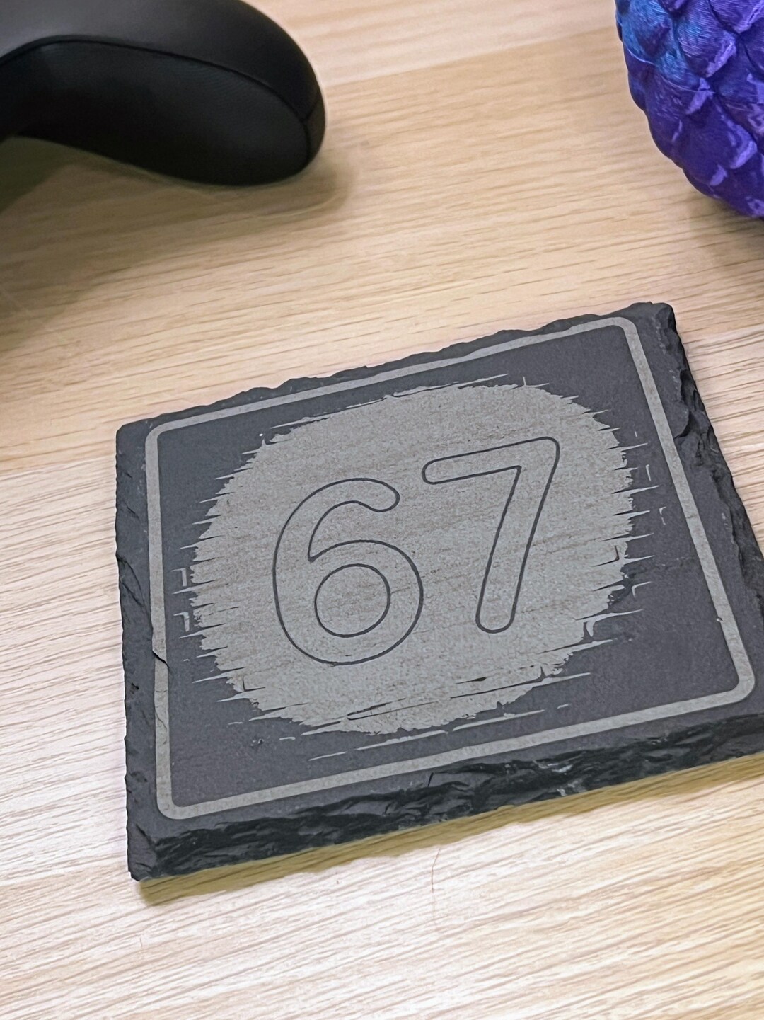 Six Seven Meme Slate Coaster, 67 Brick Wall Engraved Slate, Funny Meme ...
