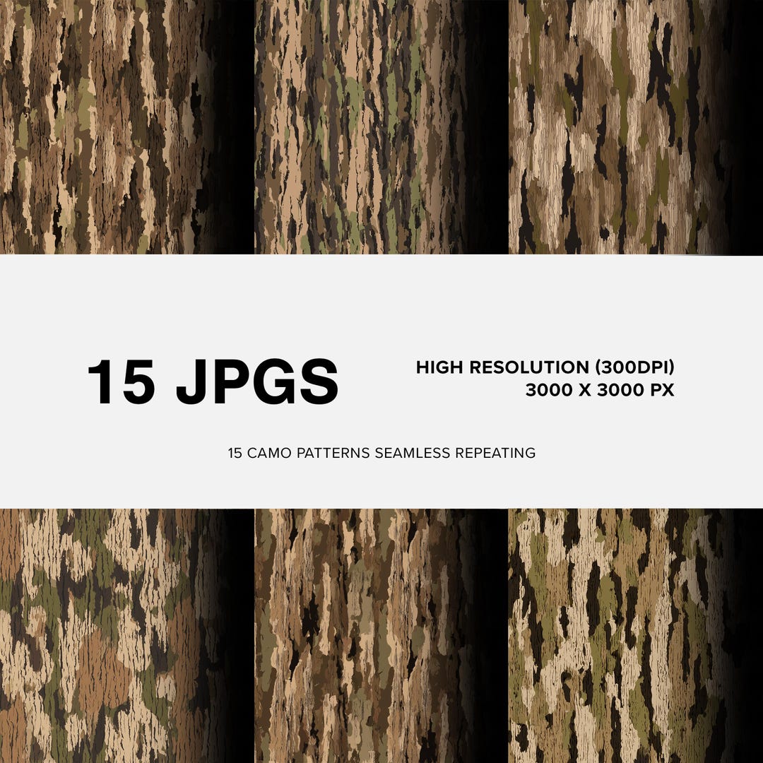 Realistic Tree Camo Patterns 15 Seamless (tree Bark): High-res, PNG/JPG ...