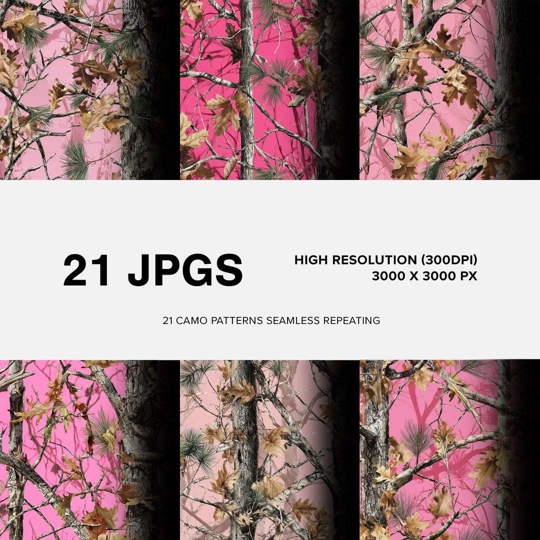 Pink Realistic Tree Camo Patterns 21 Seamless (V3): High-res, PNG/JPG ...