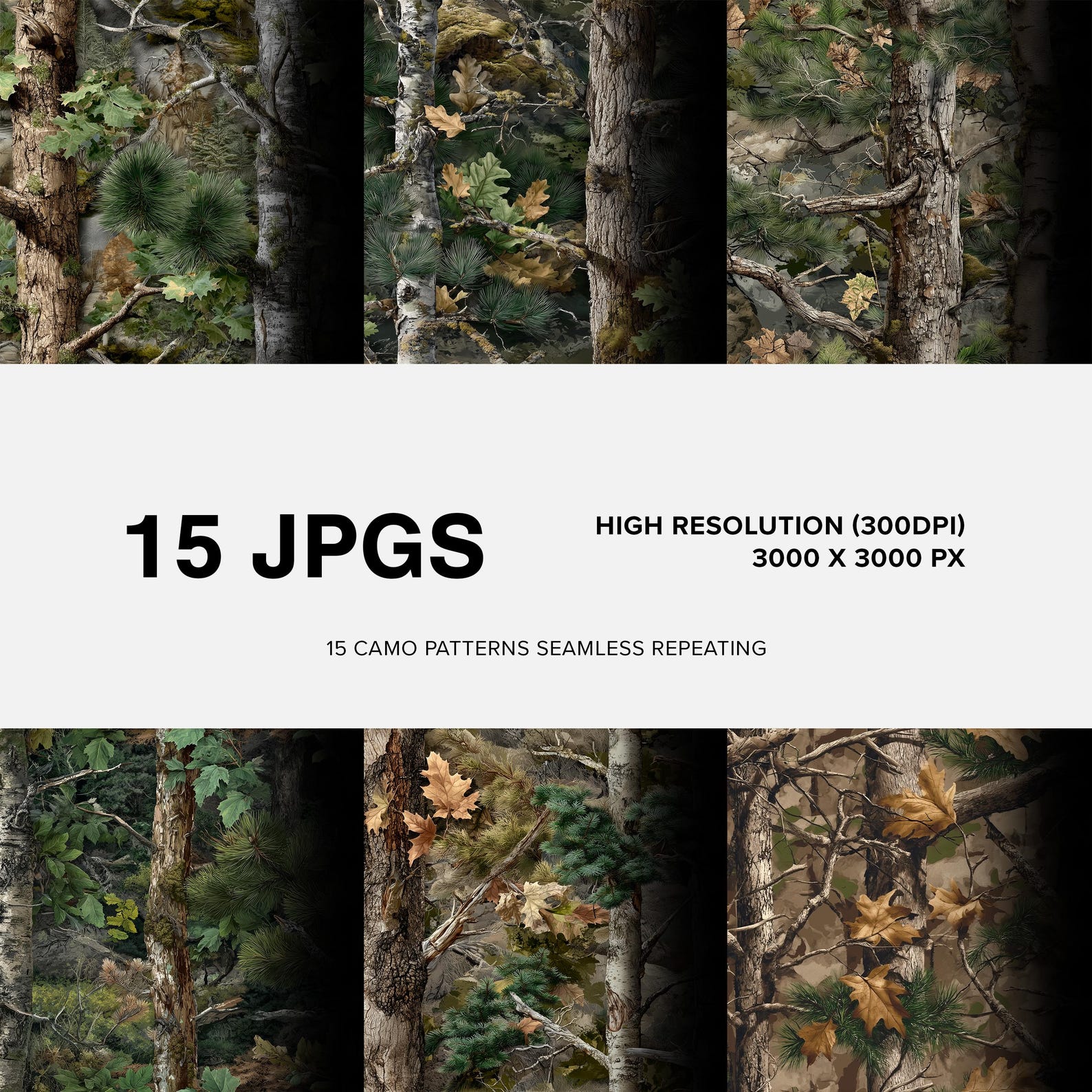 Realistic Tree Camo Patterns 15 Seamless (mountain): High-res, PNG/JPG ...