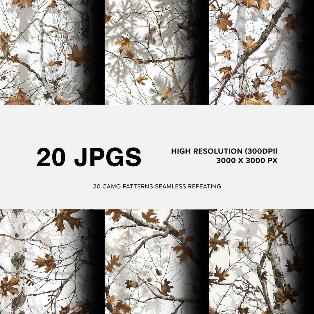 Realistic Tree Camo Patterns 20 Seamless (snow/winter V2): High-res ...