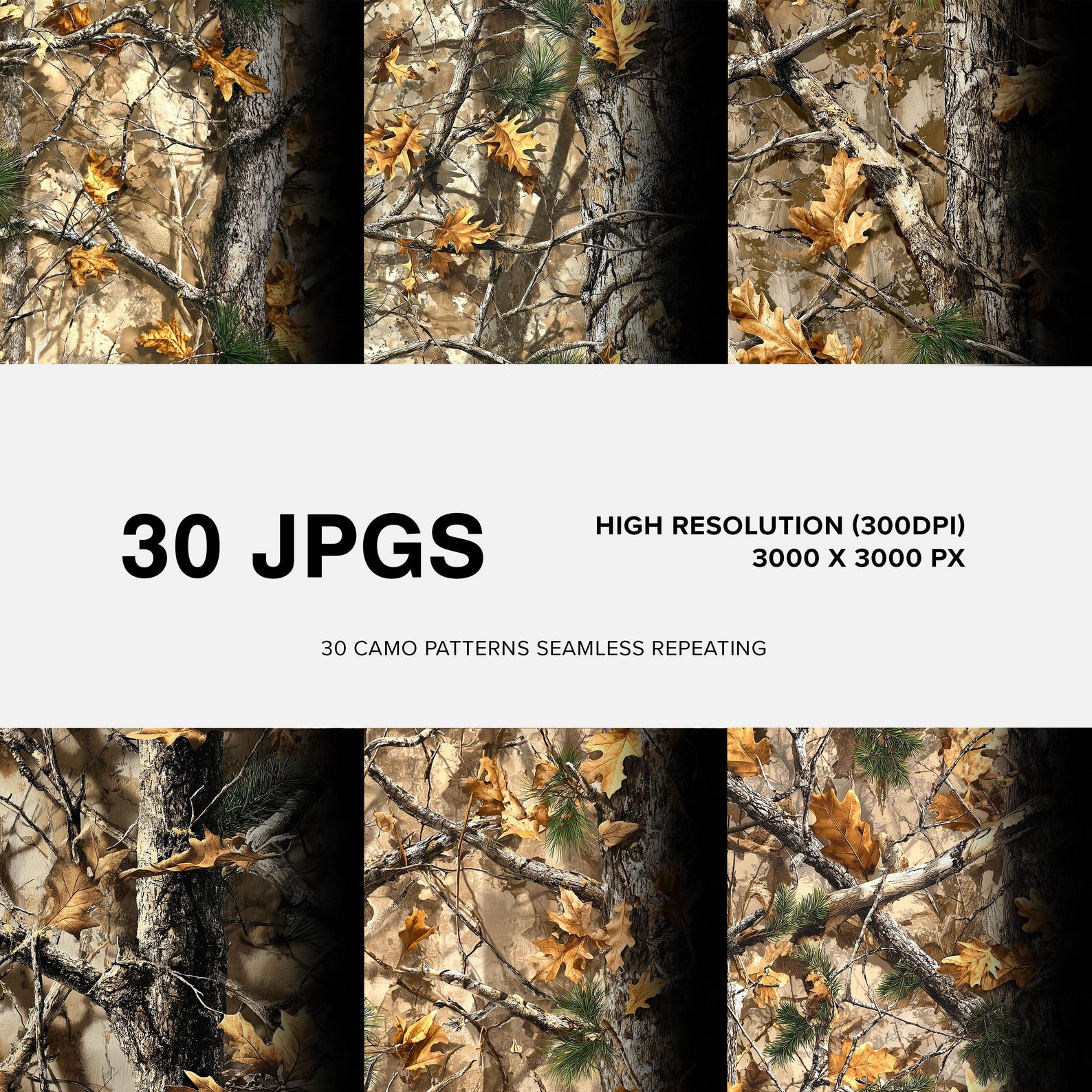 Realistic Tree Camo Patterns 30 Seamless (V3): High-res, PNG/JPG ...