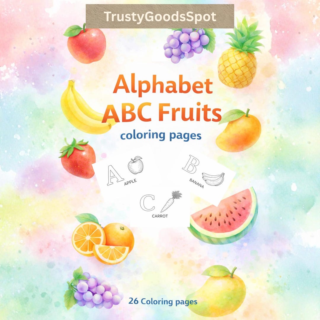 Alphabet ABC Fruits Coloring Book A–Z | Printable ABC Fruit Coloring ...